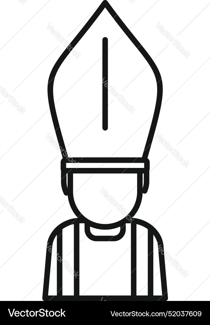 Catholic priest wearing traditional miter hat line