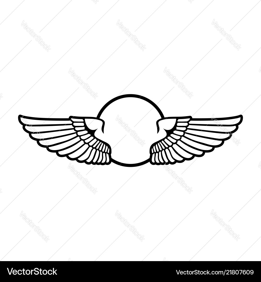 Circular open wings badge symbol design graphic Vector Image