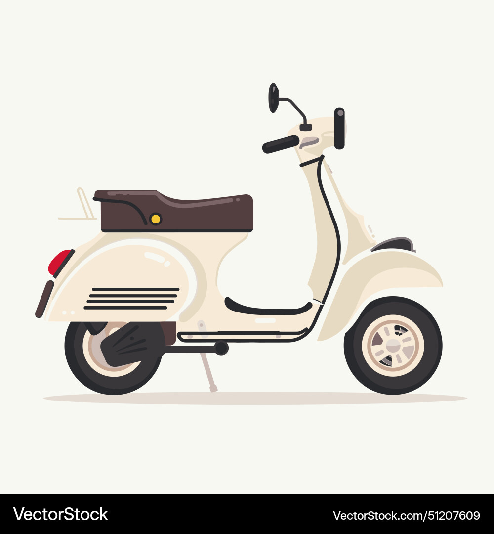 Classic cream scooter isolated Royalty Free Vector Image