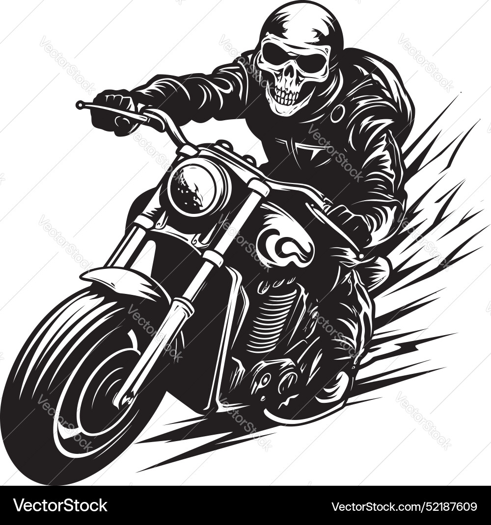 Death ride skeleton riding motorcycle black logo Vector Image