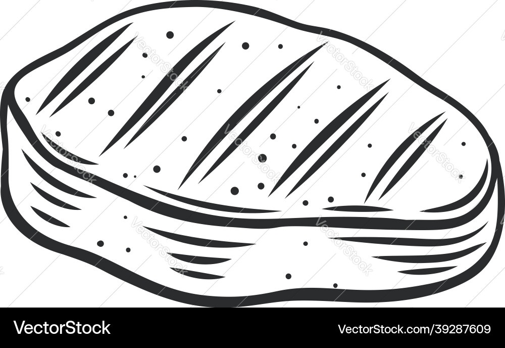 Grilled meat steak icon outline Royalty Free Vector Image