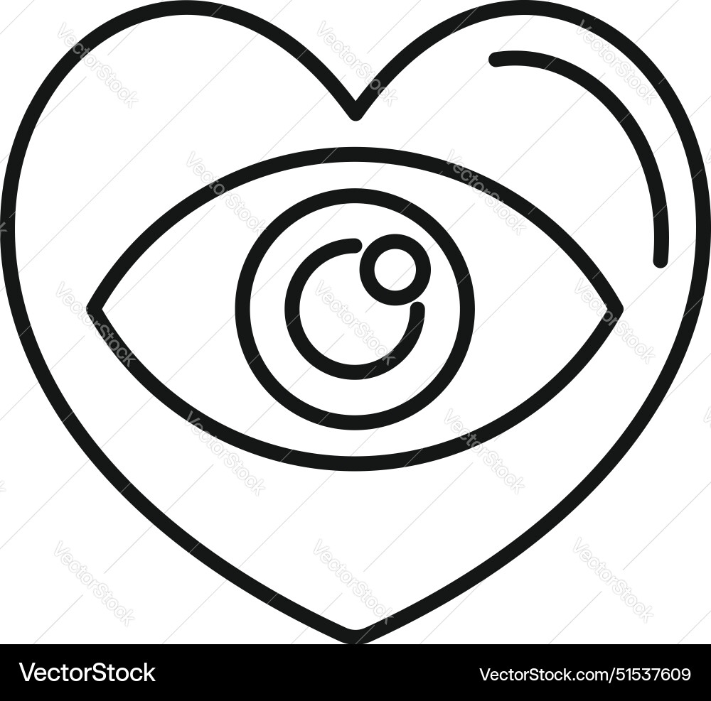 Heart shaped eye icon line art Royalty Free Vector Image