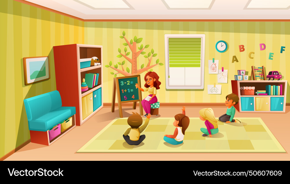 Kindergarten cartoon Royalty Free Vector Image