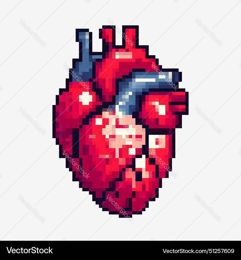 Menschliches Herz Pixel Kunstsymbol Lizenzfreier Vektor