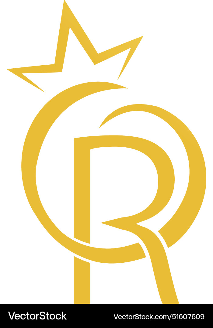 R logo design or circle ro crown Royalty Free Vector Image