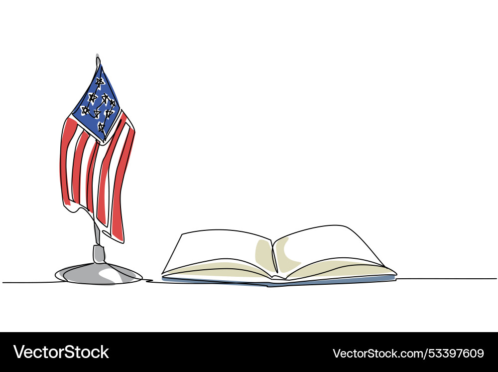 Single one line drawing open book accompanied Vector Image