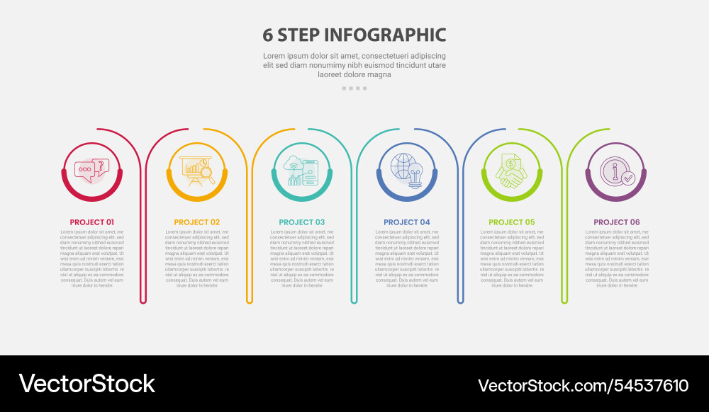 6 points template infographic outline style Vector Image