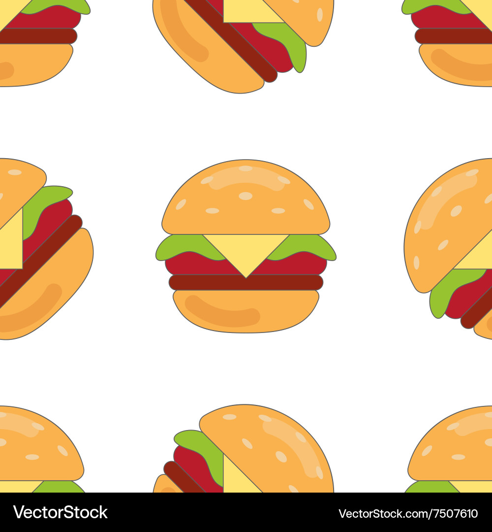 Burger flat pattern Royalty Free Vector Image - VectorStock