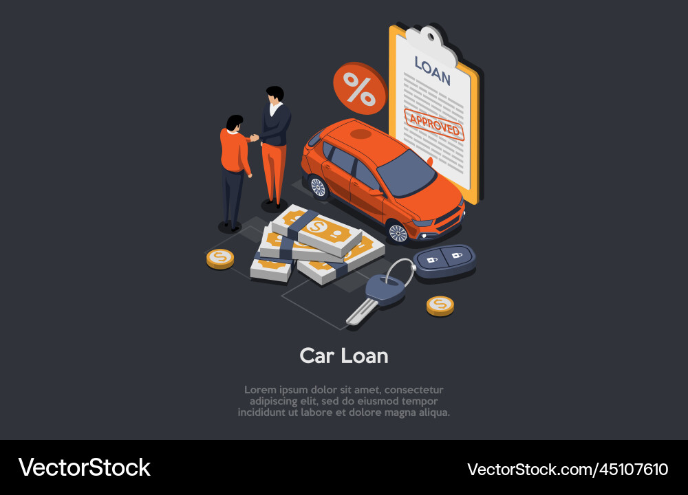 Car loan concept successful purchase Royalty Free Vector