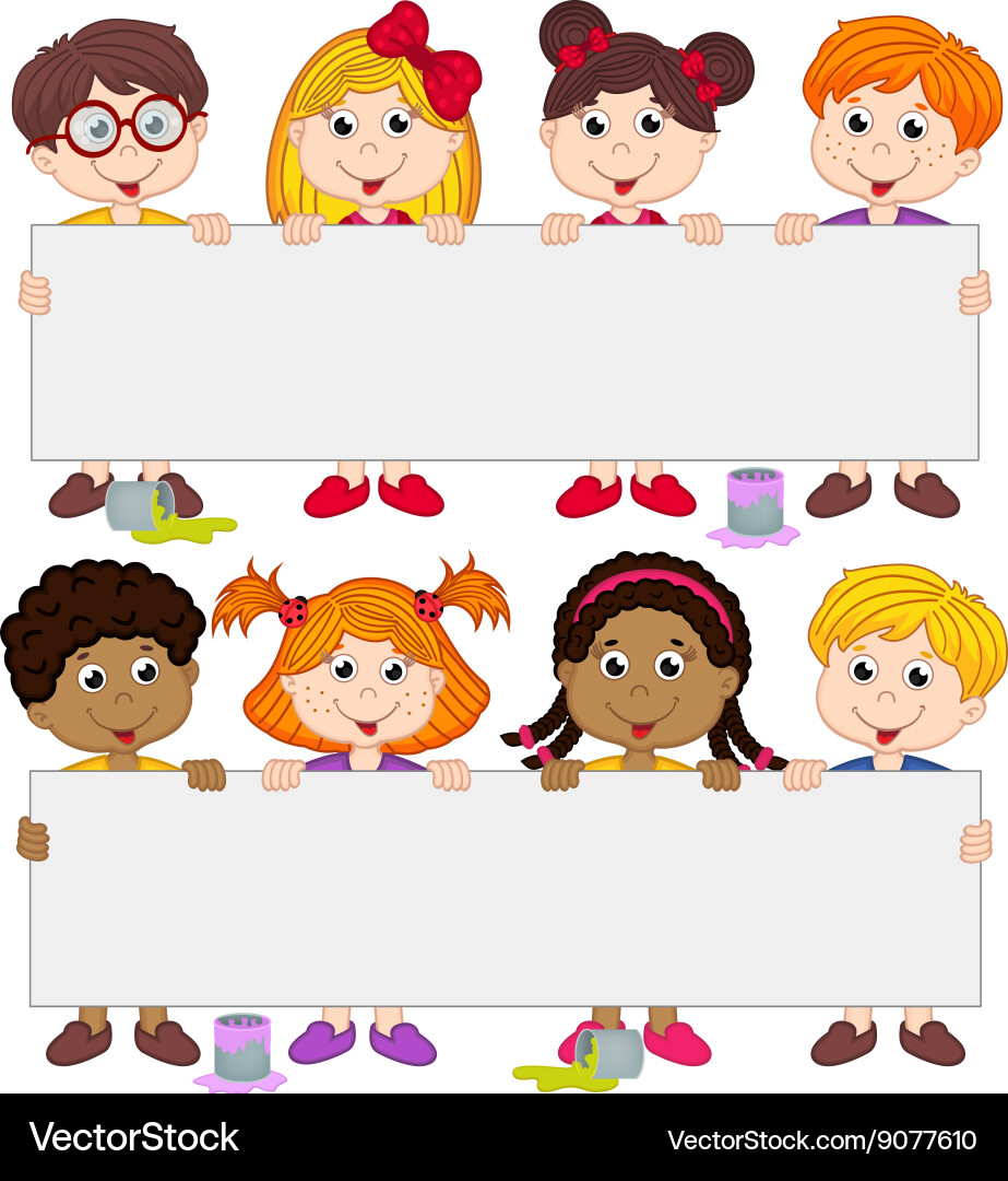 Children holding blank paper Royalty Free Vector Image