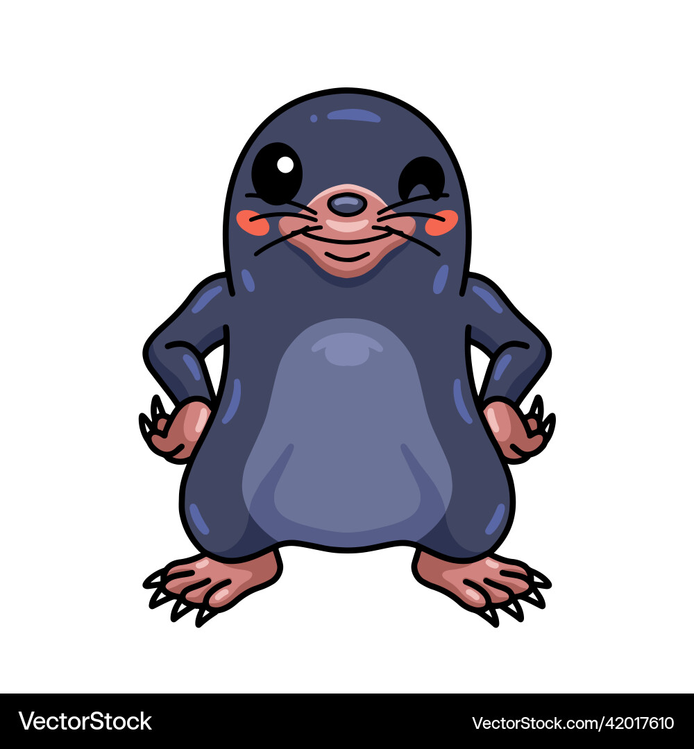 Cute little mole cartoon standing Royalty Free Vector Image