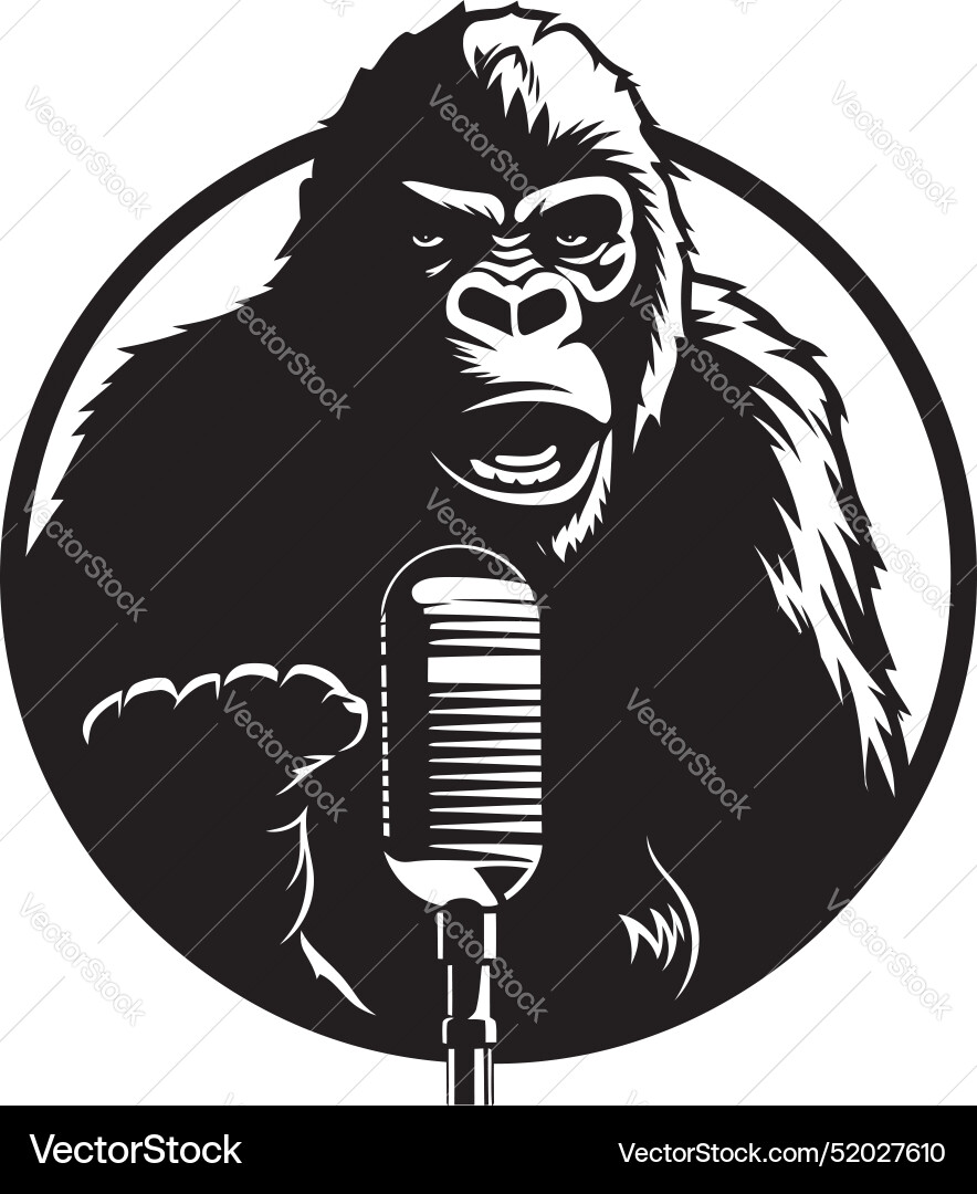 Jungle groove microphone graphic ape anthem black Vector Image