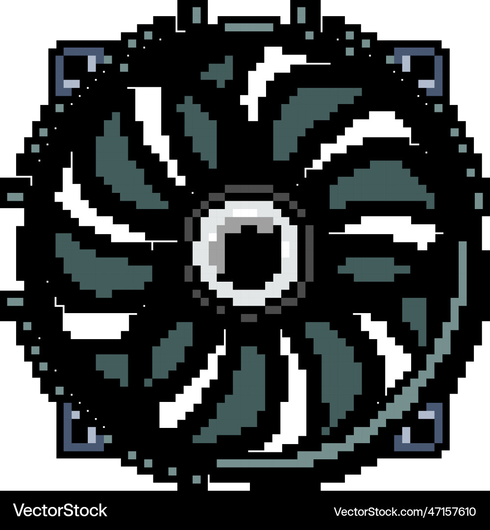 Motherboard cooling fan pc game pixel art Vector Image