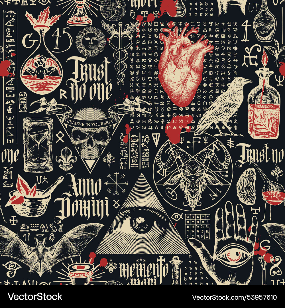 Occult Alchemy Pattern Royalty Free Vector Image