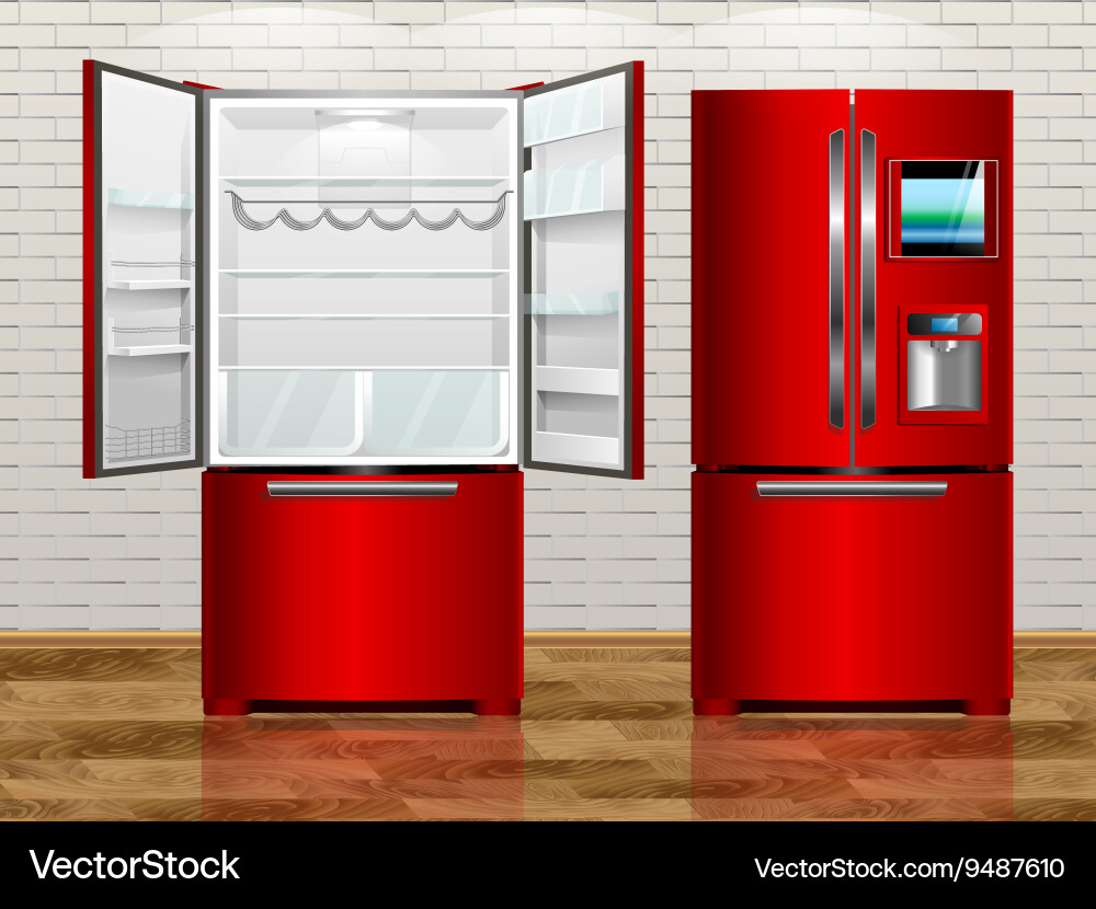 Red fridge Royalty Free Vector Image - VectorStock
