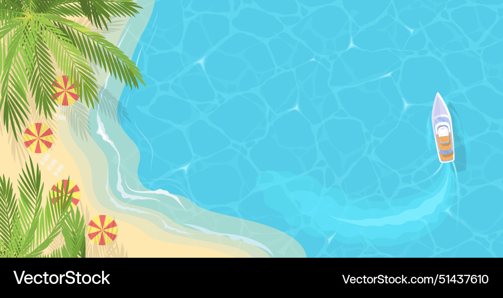 Summer beach top view cartoon Royalty Free Vector Image