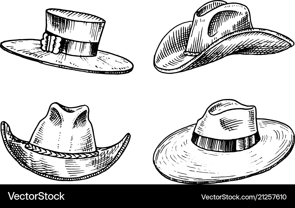 Summer vintage hats collection for elegant men Vector Image