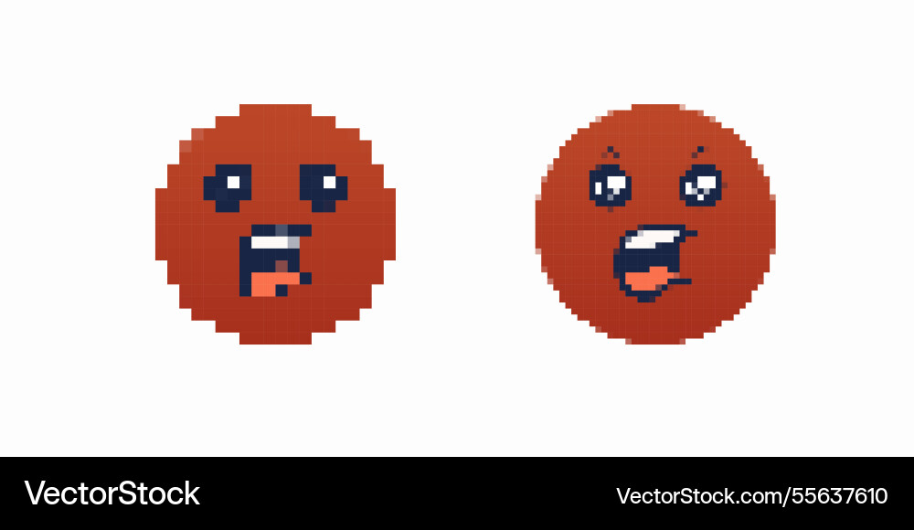 Two pixel art faces with expressive emotions Vector Image