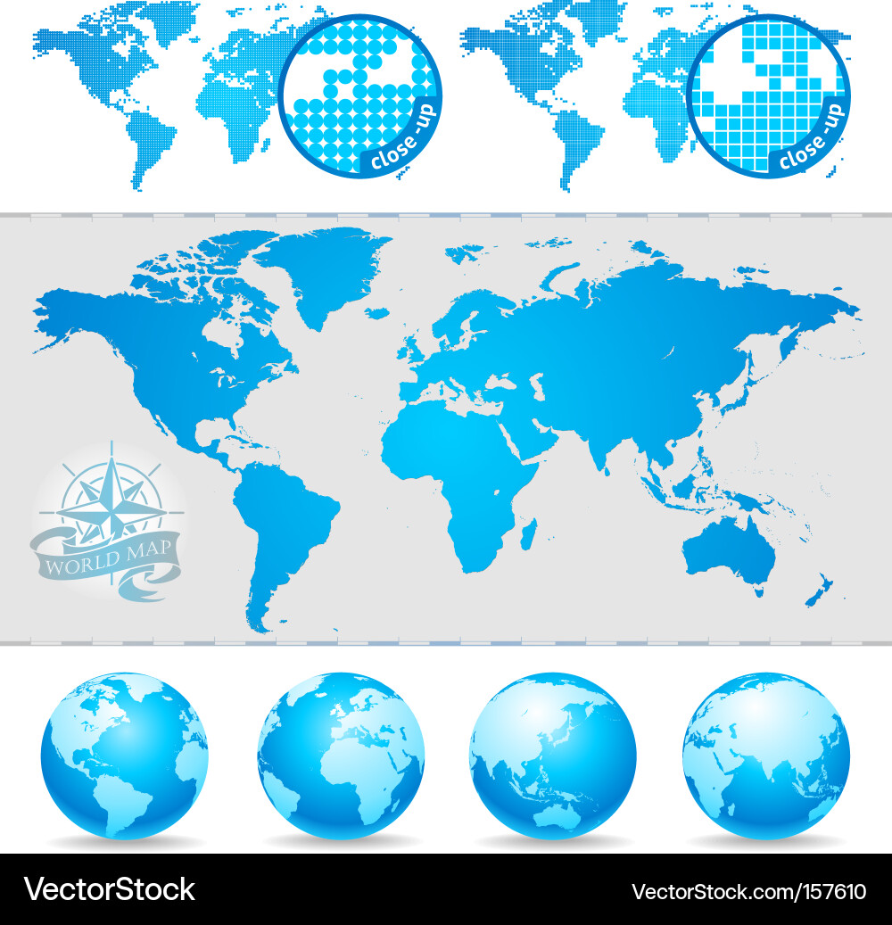 World maps and globe Royalty Free Vector Image