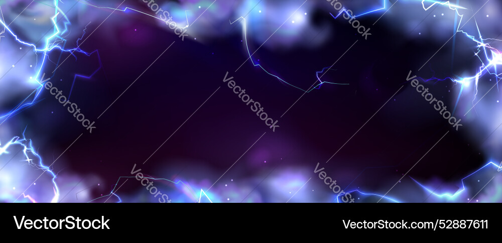 Color lightning frame isolated on black Royalty Free Vector