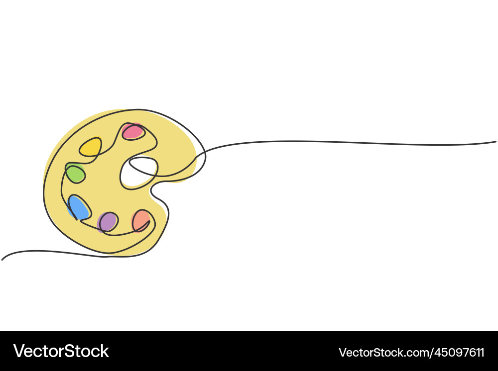 Continuous one line drawing of color palette Vector Image