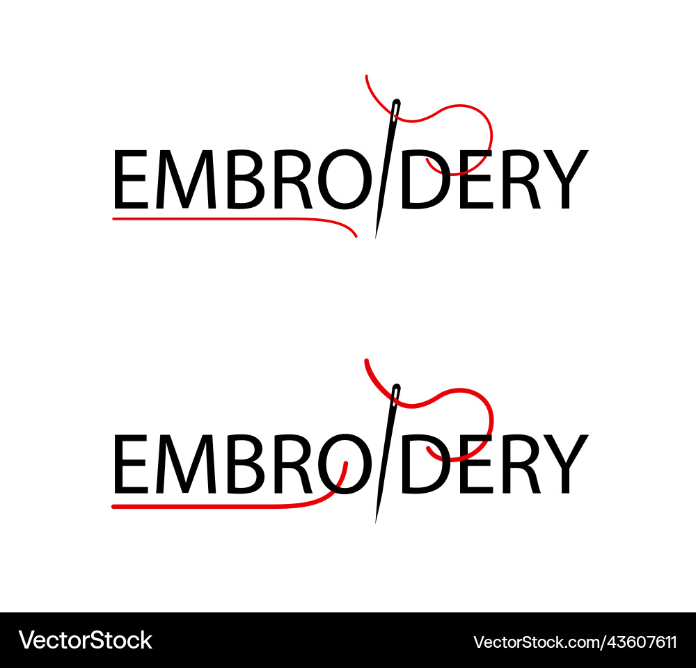Embroidery with a needle logo symbol Royalty Free Vector