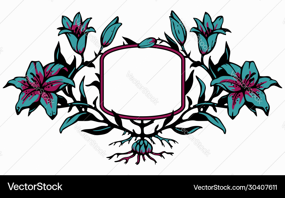 Lily Frame Farbe Lizenzfreies Vektorbild - VectorStock