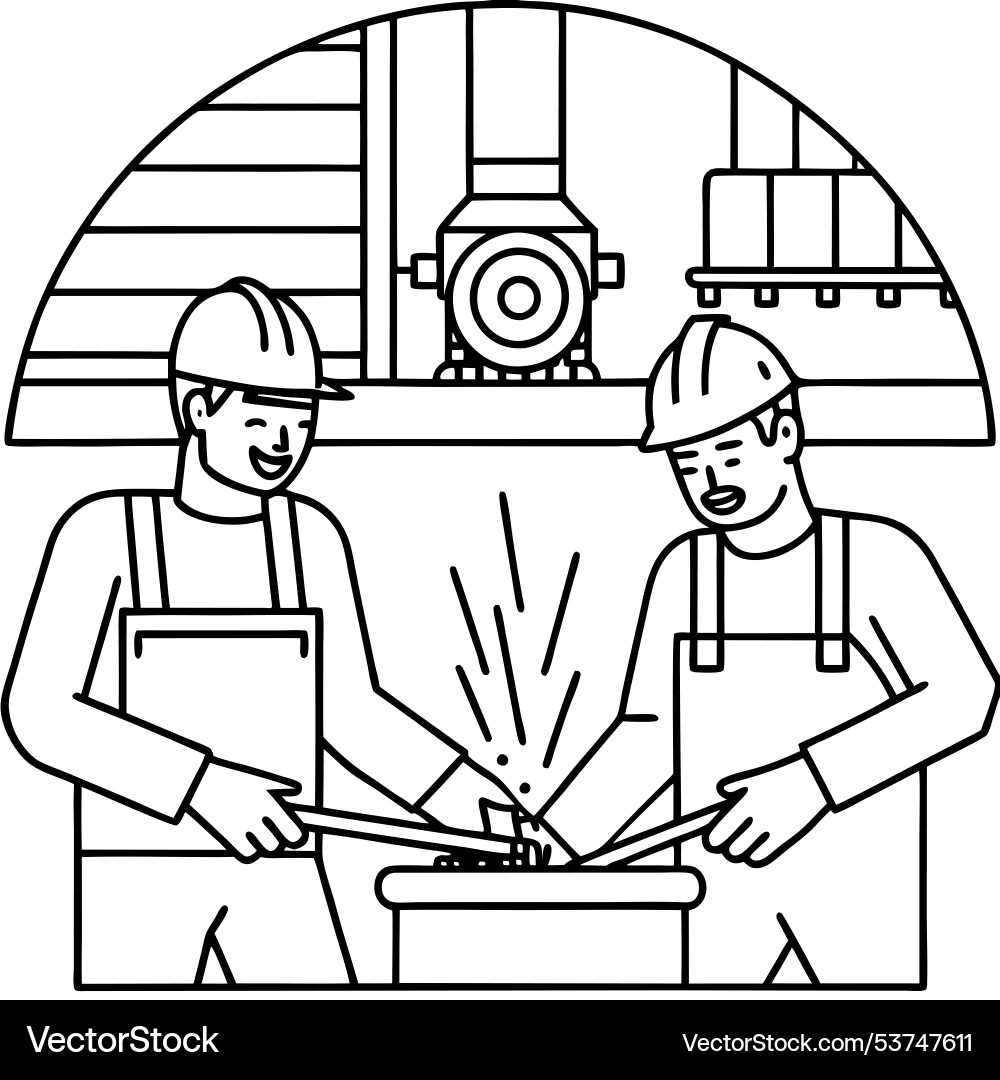 Men wearing safety gear and doing welding Vector Image