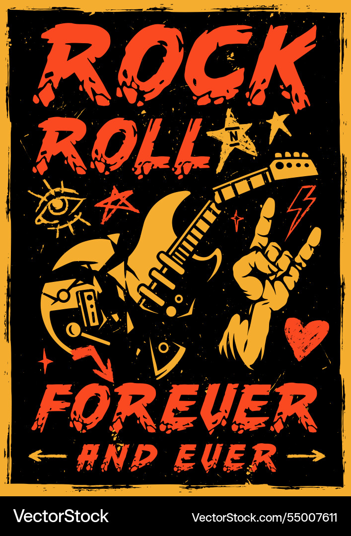 Rock design guitar symbols Royalty Free Vector Image