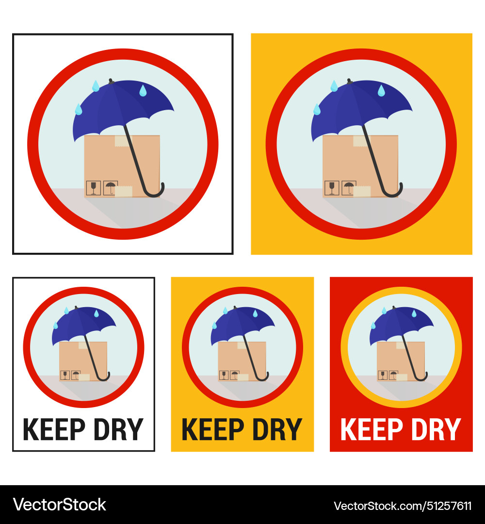 Set of packaging stickers keep dry Royalty Free Vector Image