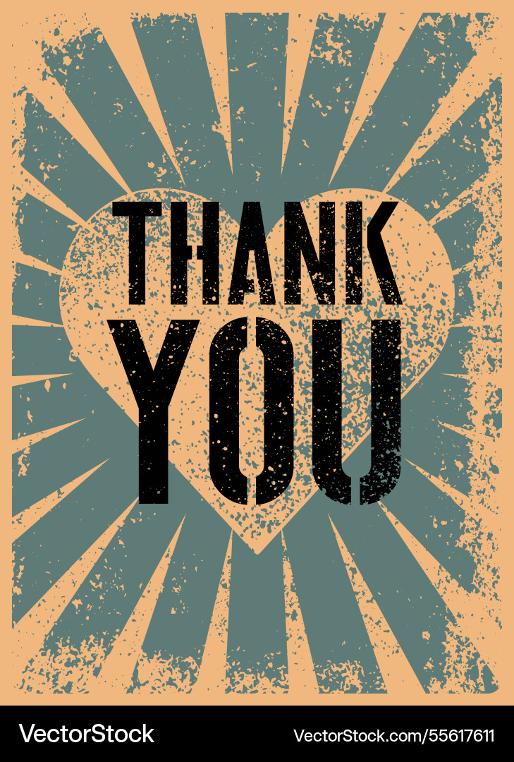 Thank you typographical grunge stencil style card Vector Image