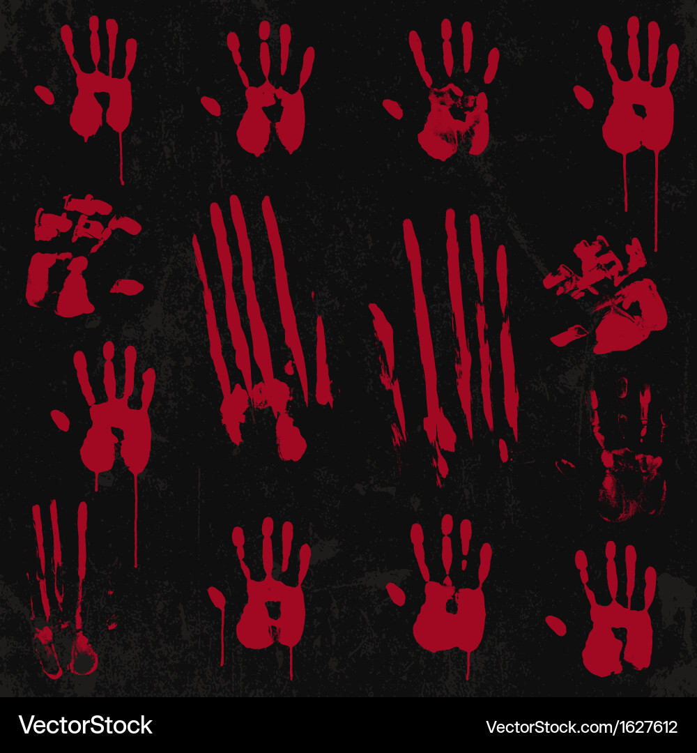 Bloody Handprints - Horror Set Royalty Free Vector Image