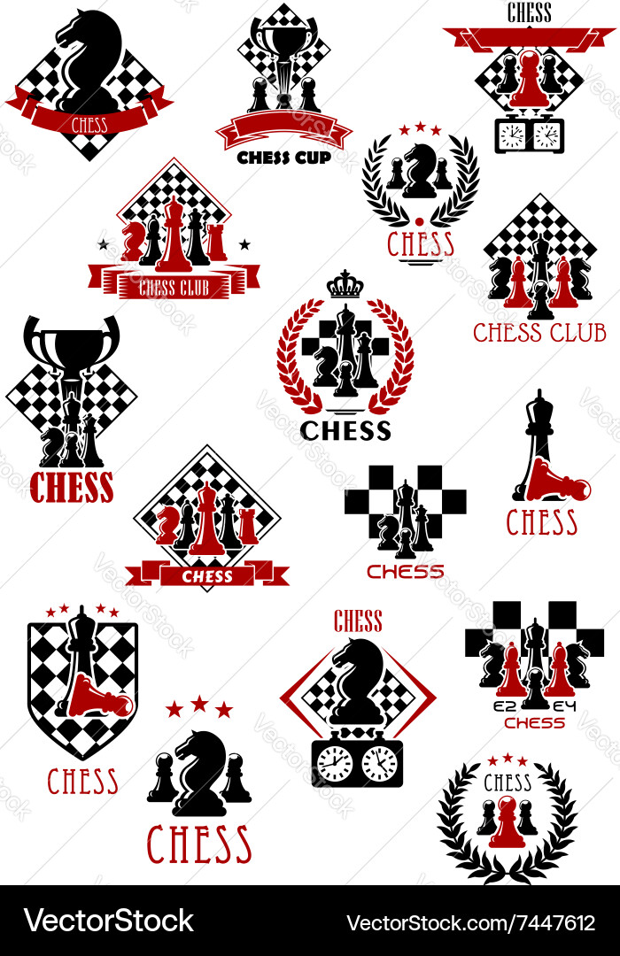 Chess Tournament Icons & Symbols Royalty Free Vector