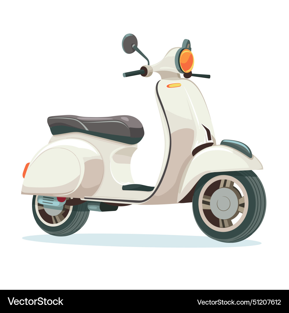 Classic white scooter isolated Royalty Free Vector Image