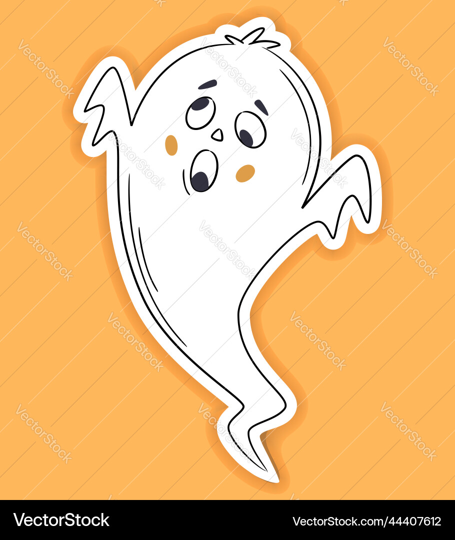 Halloween sticker one line hand drawn Royalty Free Vector