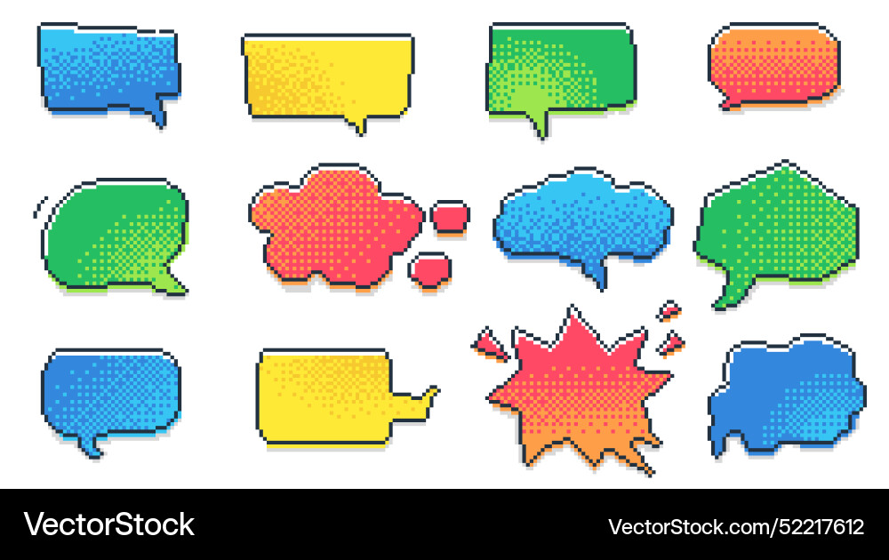 Retro 8-bit speech bubble cartoon bubbles Vector Image Retro 8-bit speech bubble cartoon bubbles Vector Image