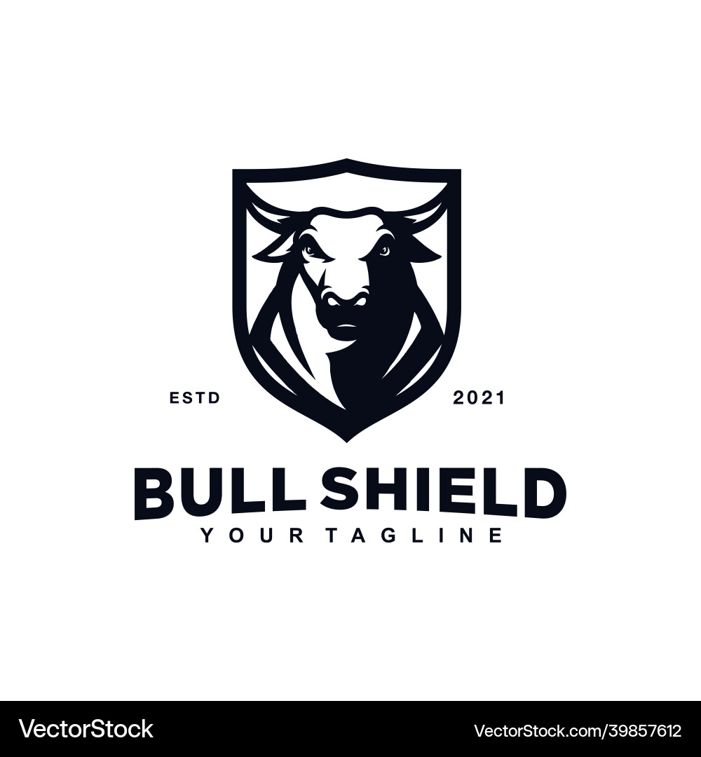 Shield bull logo design template inspiration idea Vector Image