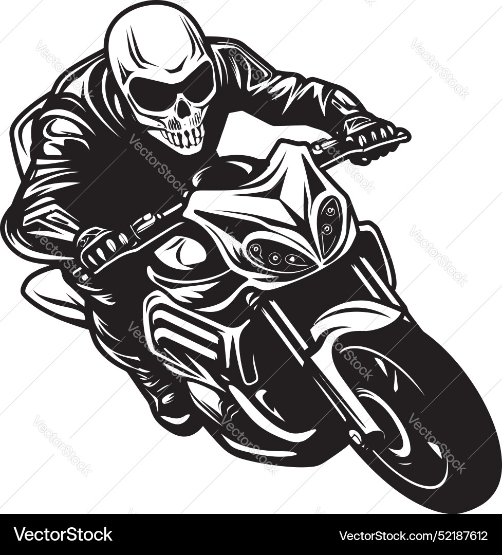 Spooky speedster skeleton biker on motorcycle Vector Image
