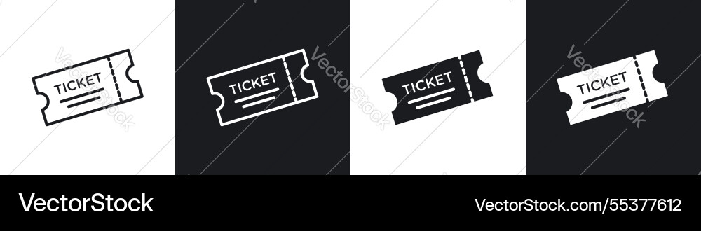 Ticket icon set black and white colors graphic Vector Image
