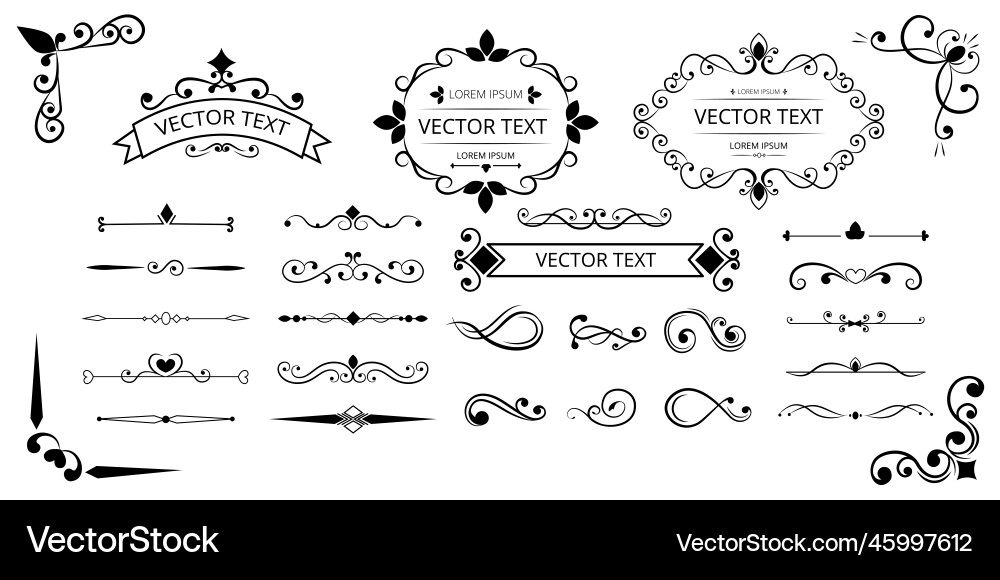 Victorian flourish scroll wedding frames vintage Vector Image