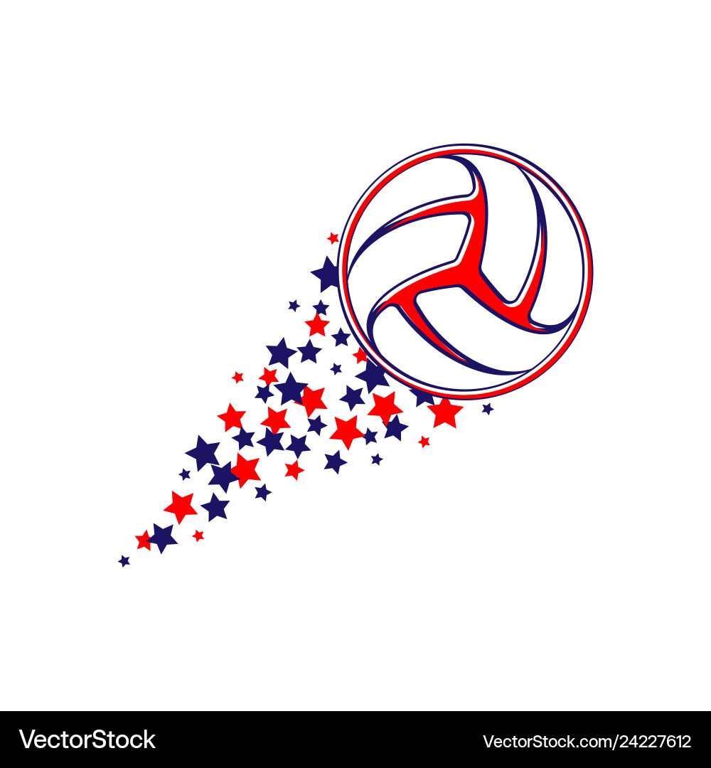 Volleyball with star path Royalty Free Vector Image