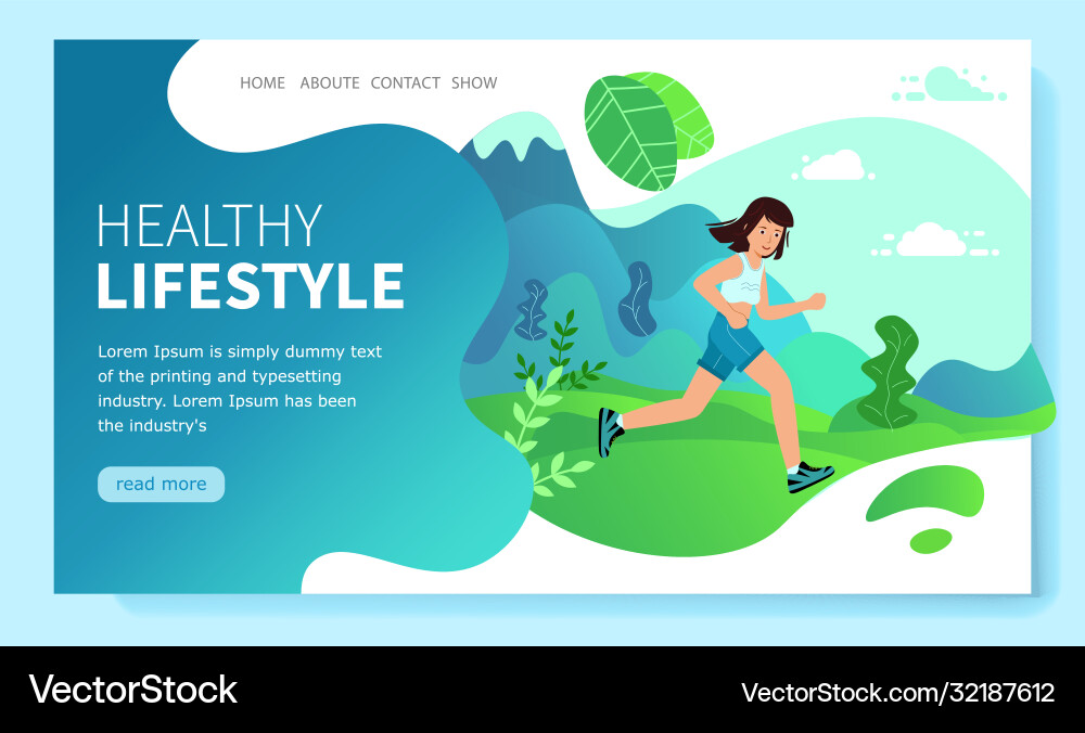 Woman running marathon landing page fast Vector Image
