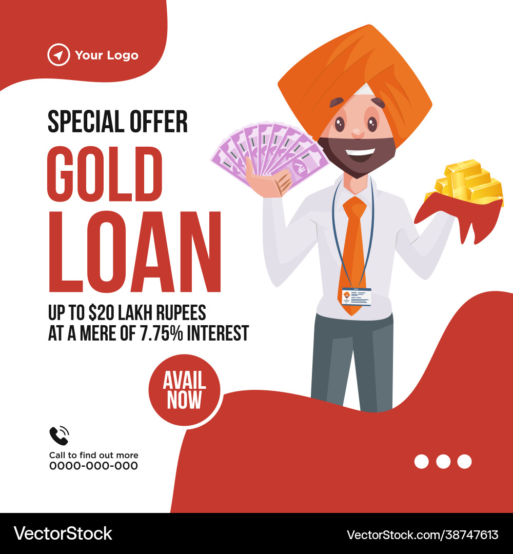 Banner design gold loan Royalty Free Vector Image