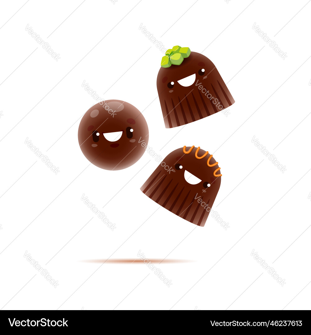 Cartoon chocolate candy characters sweet dessert Vector Image