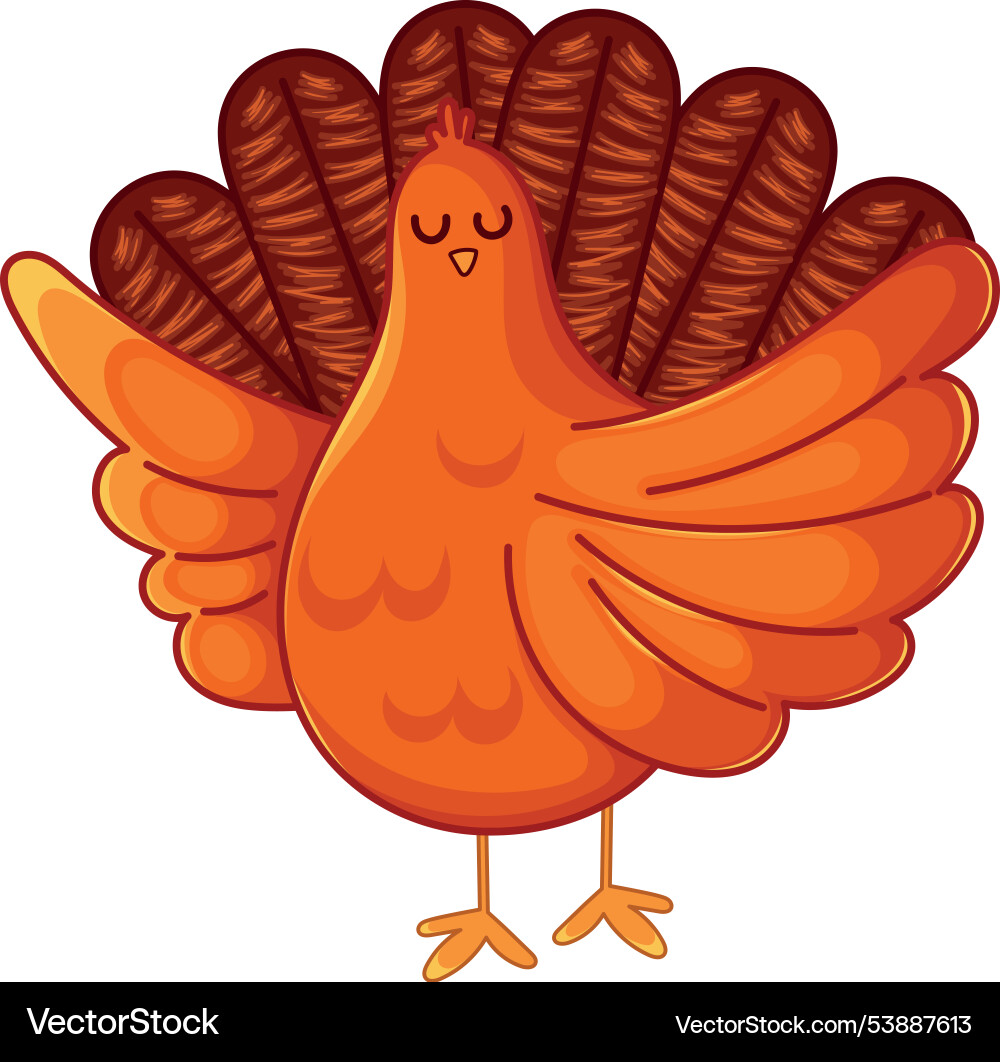 Cute cartoon turkey with brown feathers Royalty Free Vector