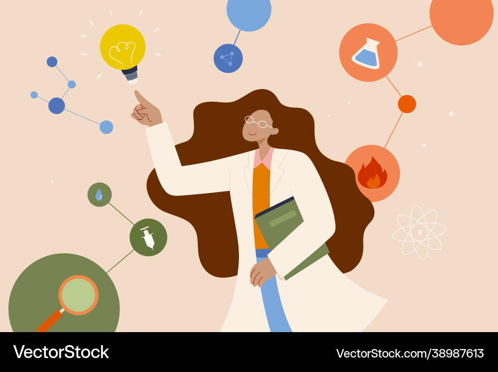 Female scientist at work Royalty Free Vector Image