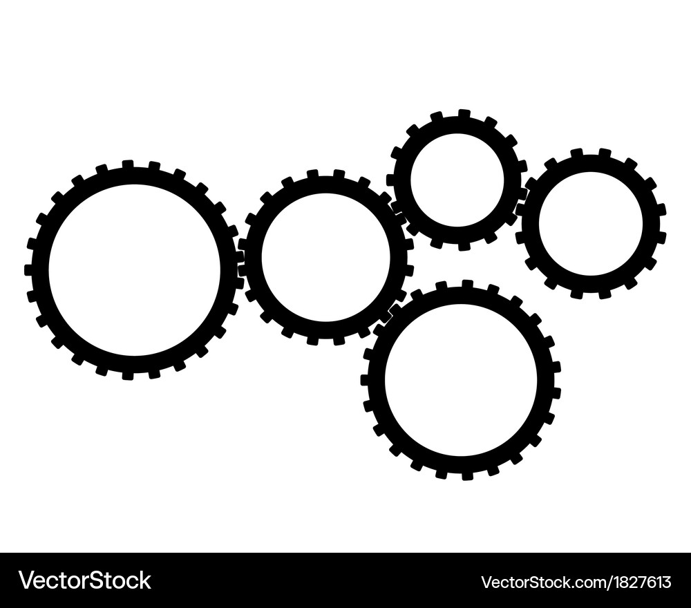 Five Interlocking Gears Royalty Free Vector Image