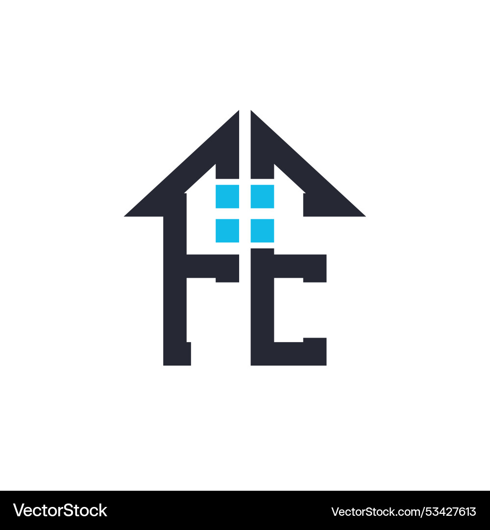 Initials fe house logo design creative letter fe Vector Image
