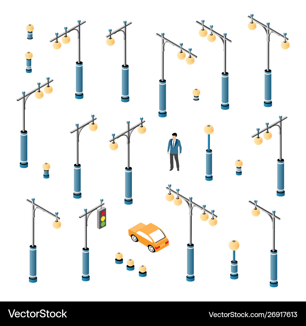 Road streetlight set Royalty Free Vector Image