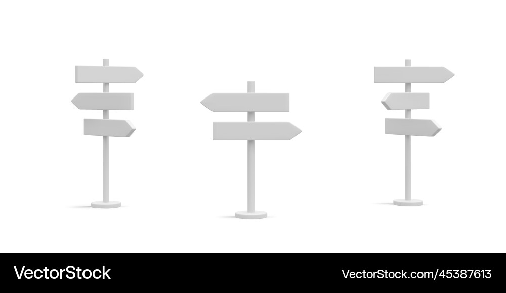 Three Realistic Street Signs Royalty Free Vector Image